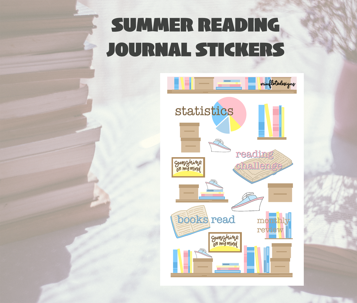 Sunshine Reading Journaling Stickers Digital Download – Erin Floto Designs