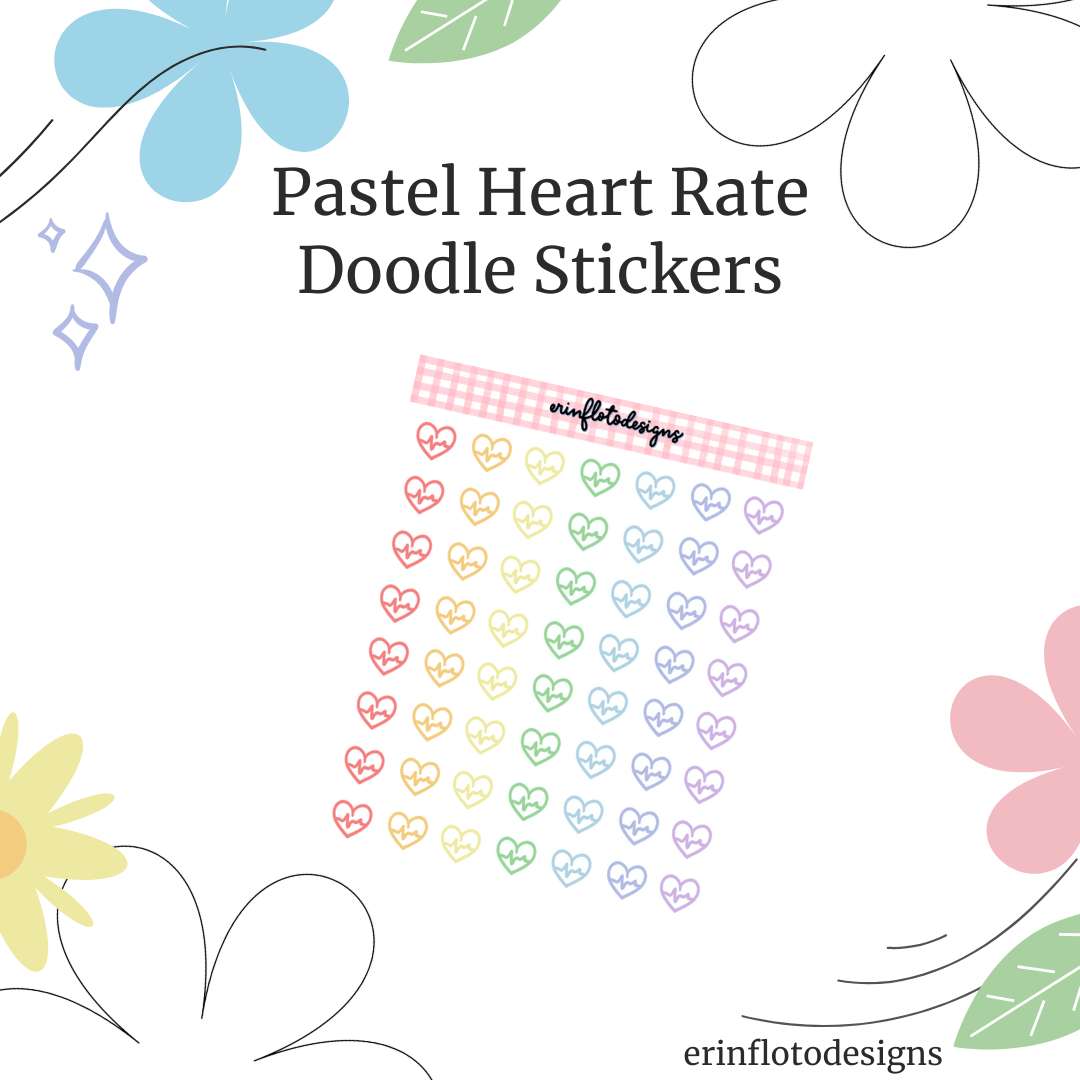 Pastel Heart Rate Mini Stickers Digital Download – Erin Floto Designs