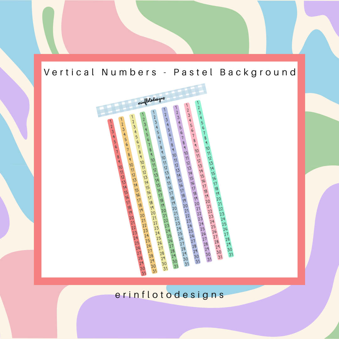 Vertical Numbers - Pastel Background Digital Download – Erin Floto Designs