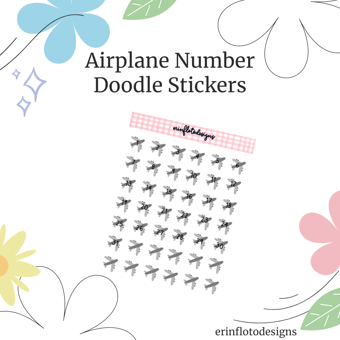 Airplane Numbers Mini Stickers Digital Download – Erin Floto Designs