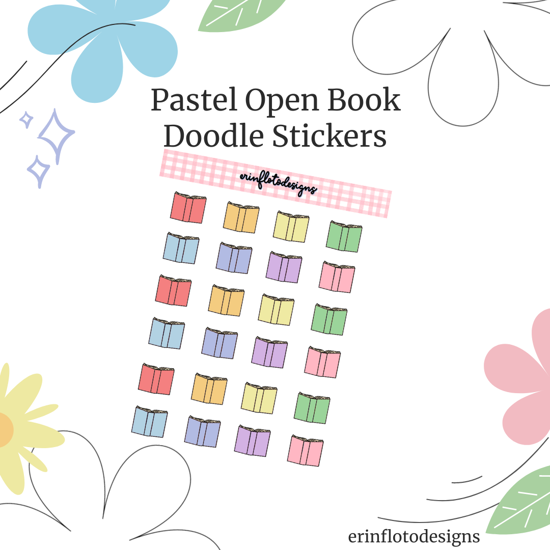 Pastel Open Book Mini Stickers Digital Download – Erin Floto Designs