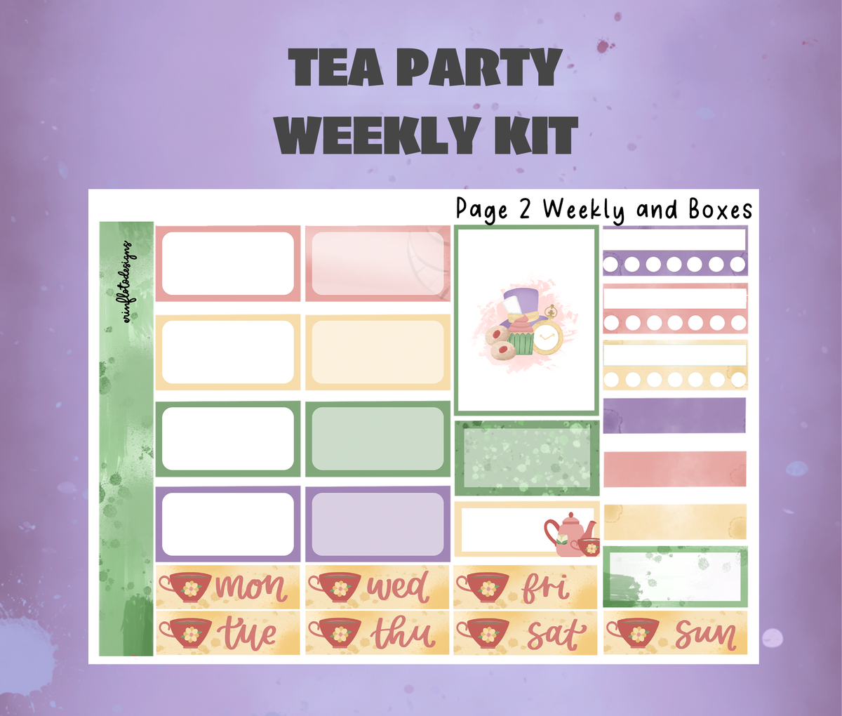 Tea Party Weekly Sticker Kit Digital Download – Erin Floto Designs