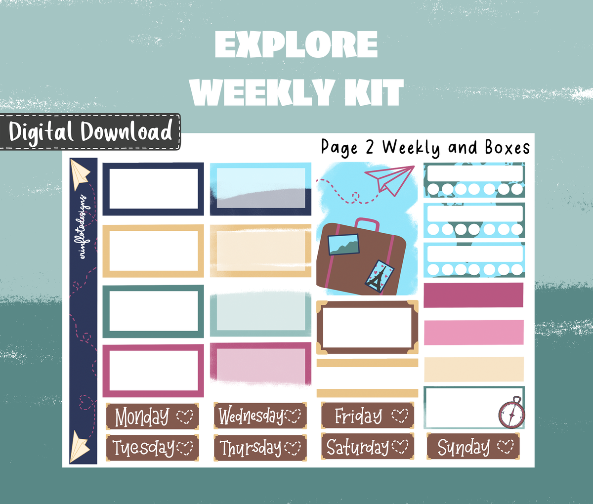 Explore Weekly Sticker Kit Digital Download – Erin Floto Designs