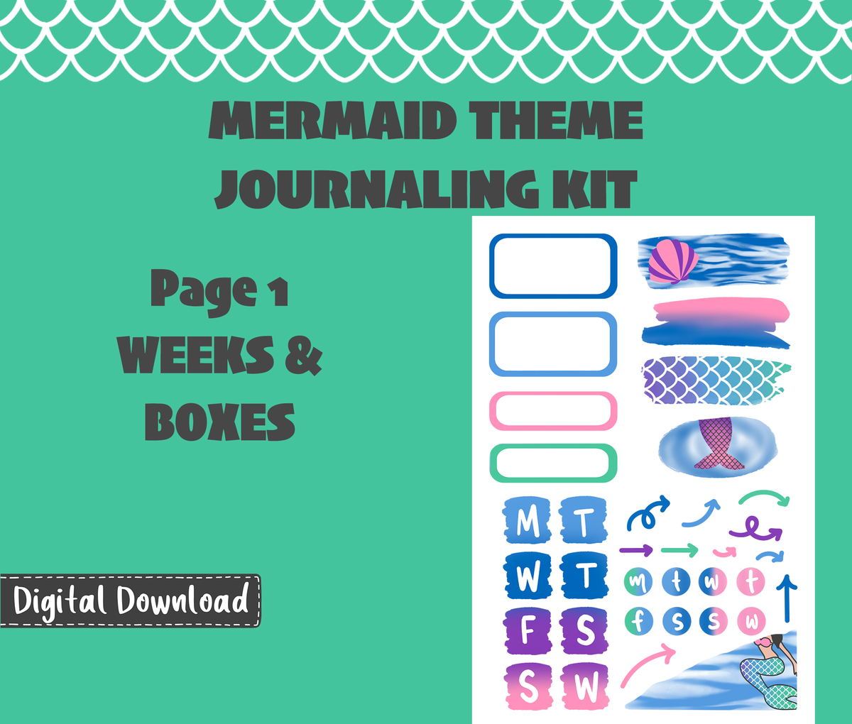 Digital Download - Mermaid Journaling Sticker Kit – Erin Floto Designs