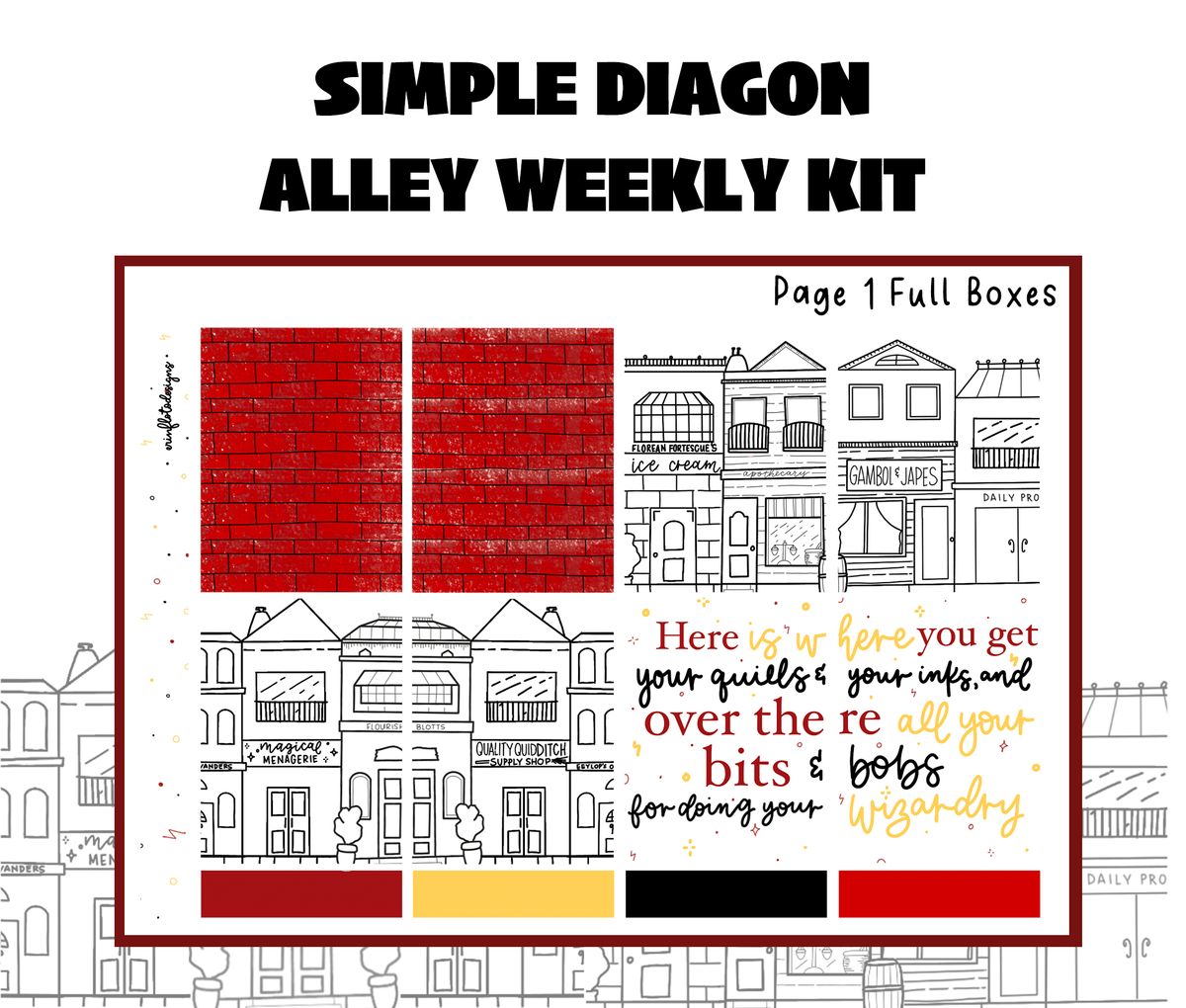 Diagon Alley Weekly Sticker Kit Digital Download – Erin Floto Designs